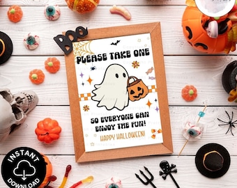 Trick or Treat Sign, Please Take One Sign, Halloween Candy Sign ...