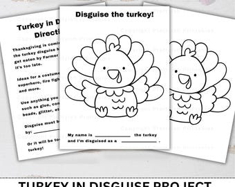 Turkey in Disguise Project, Turkey Printable, Thanksgiving Game, Turkey ...