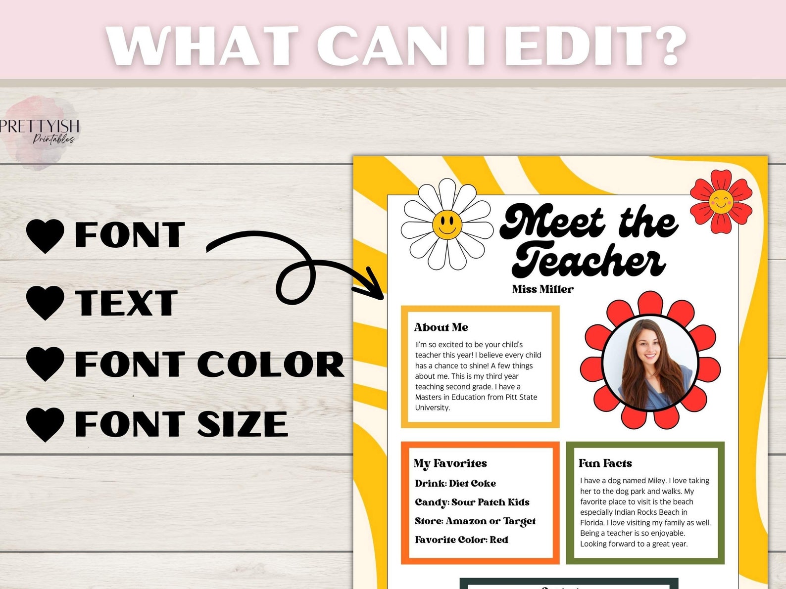Meet the Teacher Editable Template Printable I Meet the Teacher Retro ...