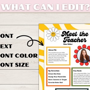 Meet the Teacher Editable Template Printable I Meet the Teacher Retro ...