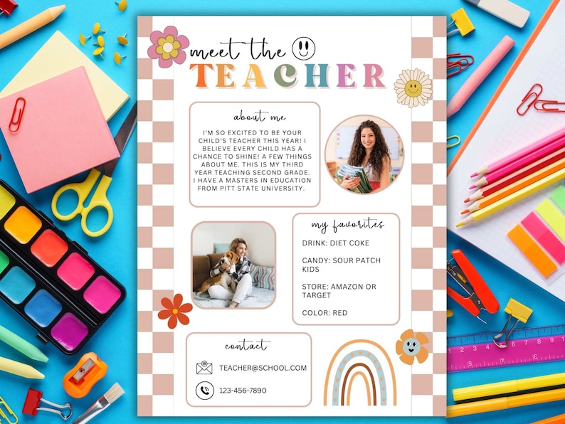 Meet the Teacher Editable Template Printable, Meet the Teacher Retro ...