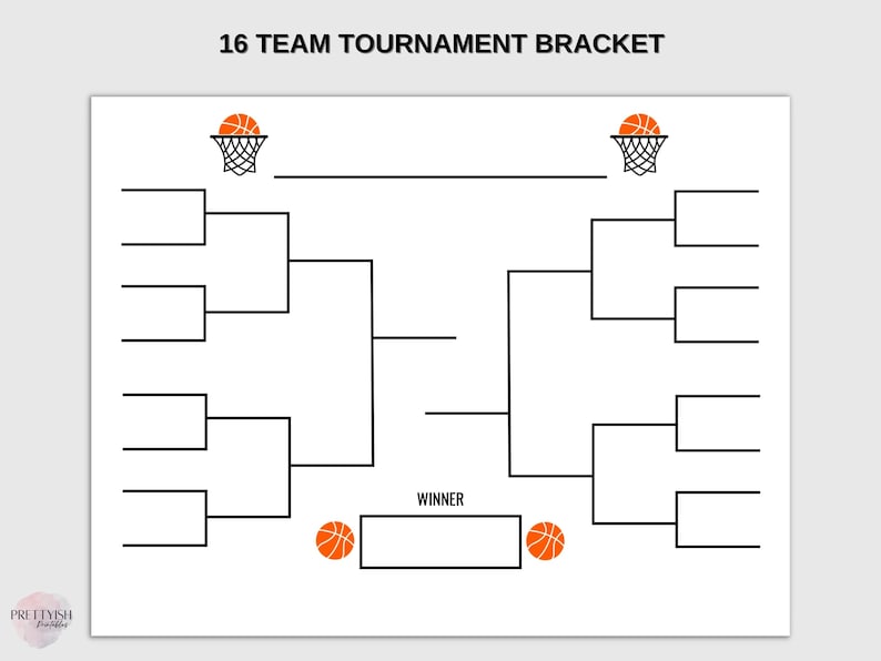 Basketball Sports Bracket Template Tournament Bracket Editable Bracket ...