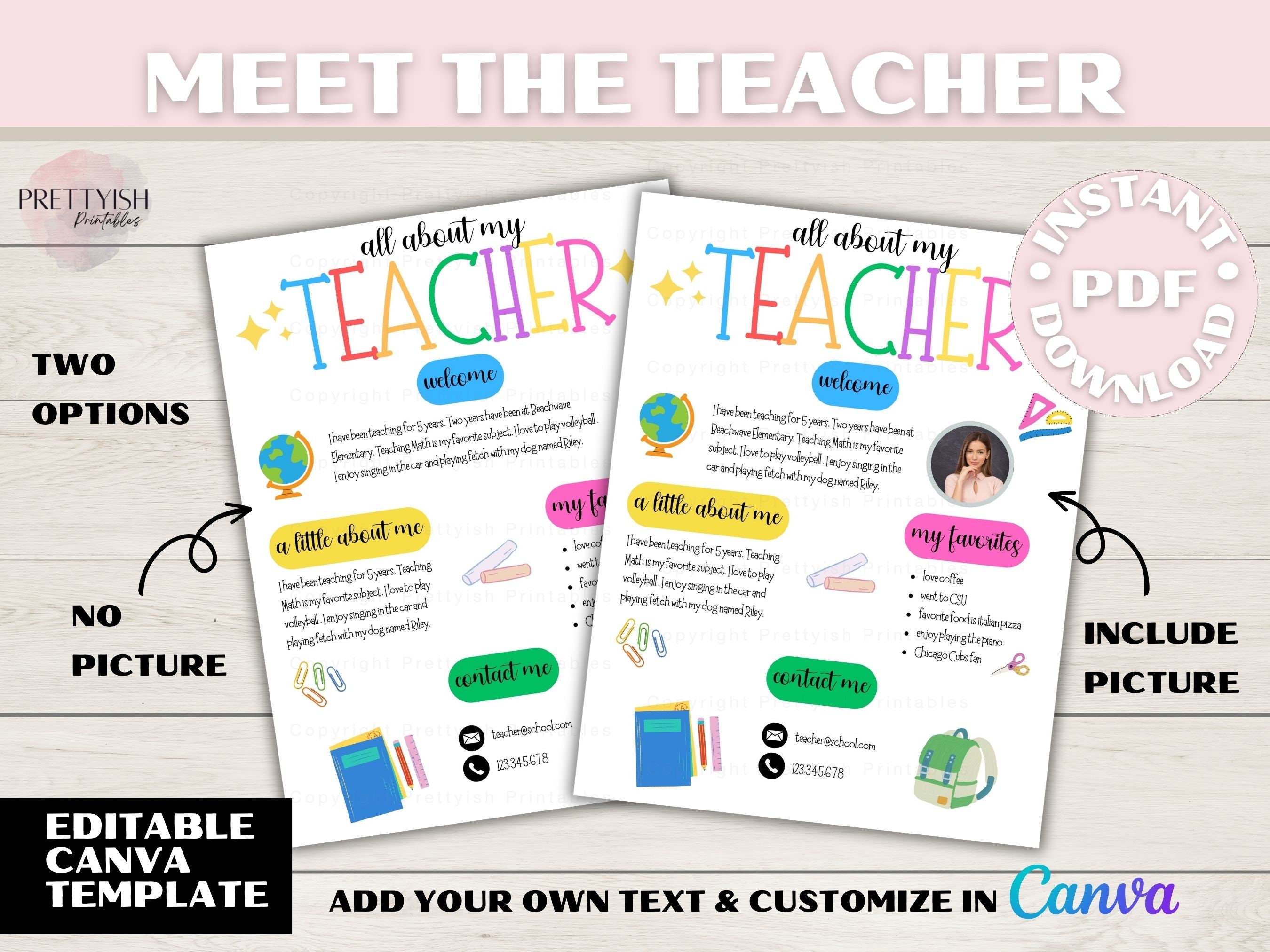 Meet the Teacher Template, Editable Teacher Printable, Back to School ...