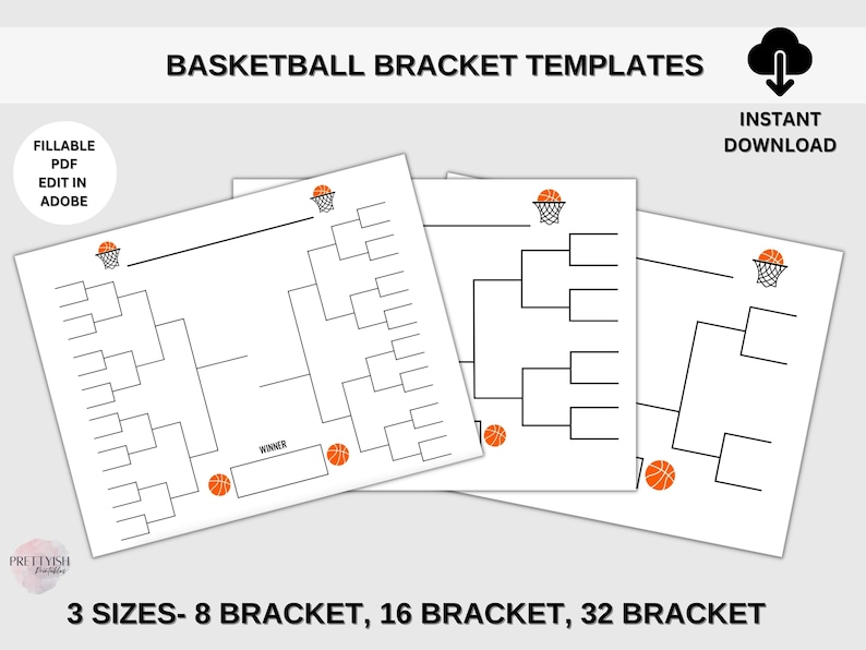 Basketball Sports Bracket Template Tournament Bracket Editable Bracket ...