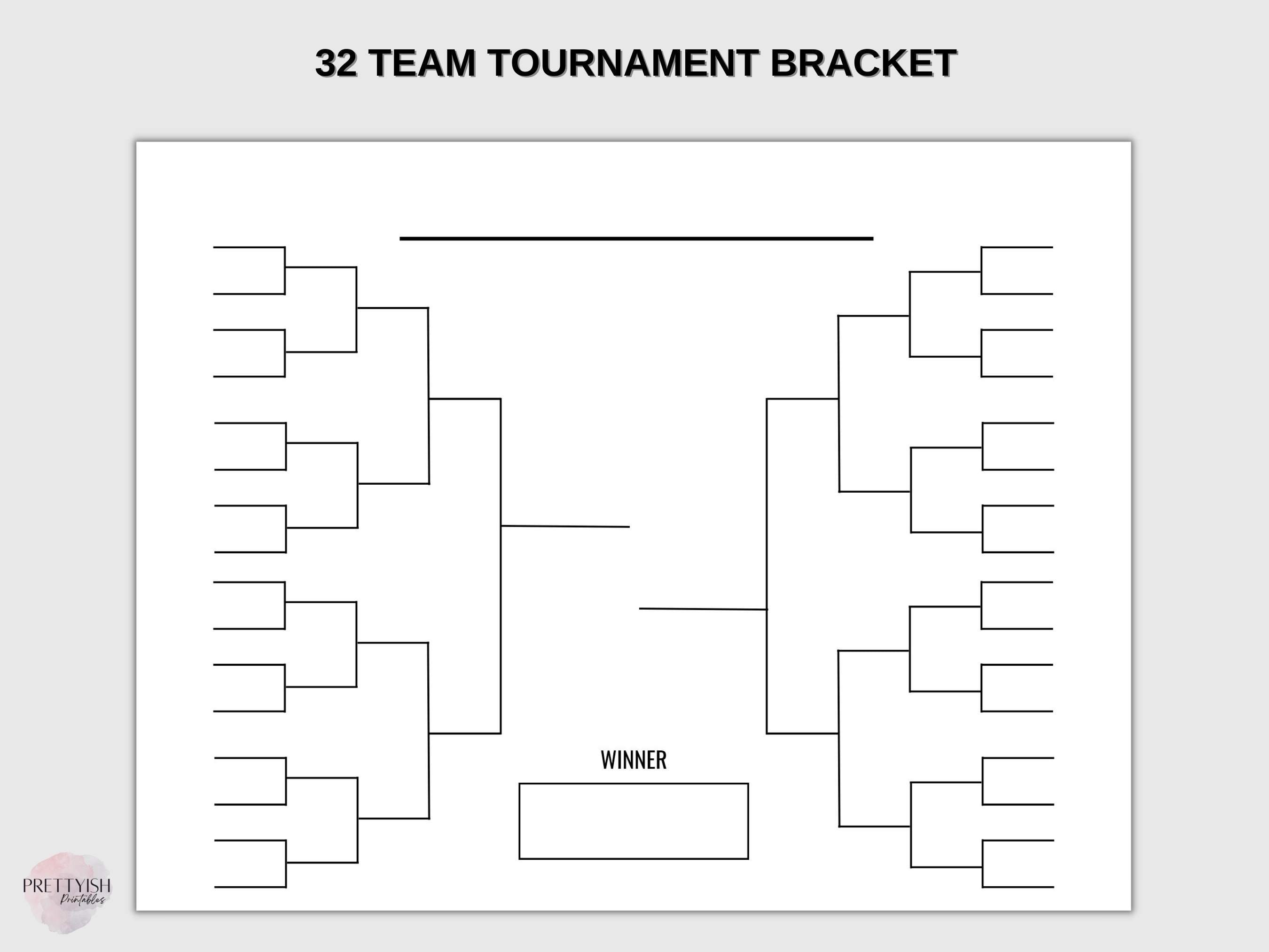 Sports Bracket Template for Tournament, Printable Basketball Bracket ...