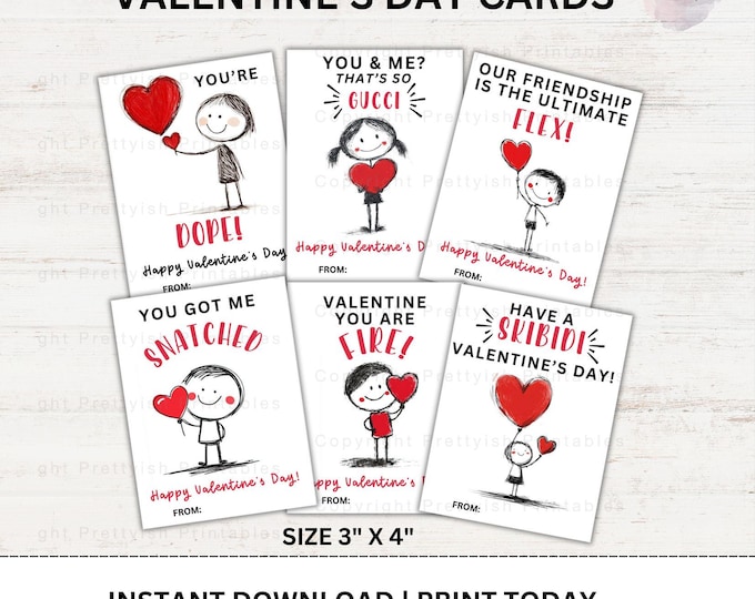 Boy's Valentine Cards - Printable - Slang - Funny Valentine Card ...