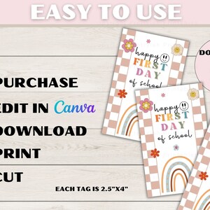 EDITABLE First Day of School Gift Tag, Back to School Gift Tag, Teacher ...