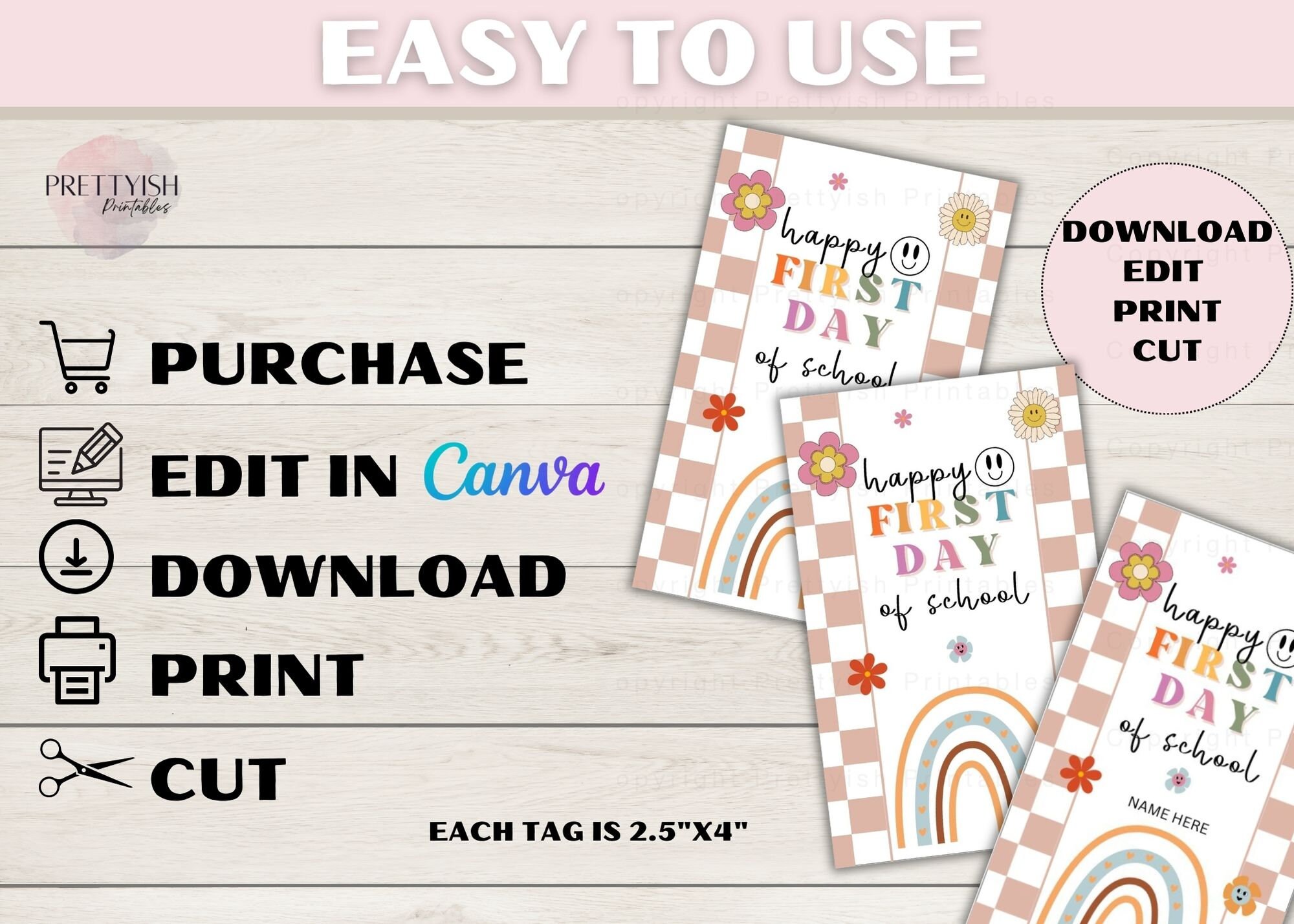 EDITABLE First Day of School Gift Tag, Back to School Gift Tag, Teacher ...