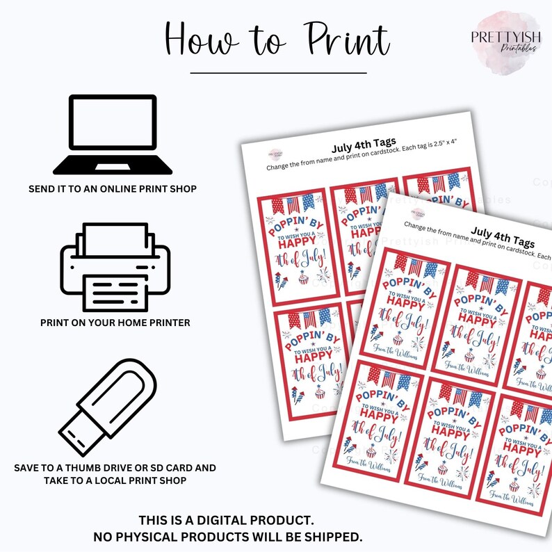 Printable/editable Poppin by to Wish You a Happy Fourth of July ...