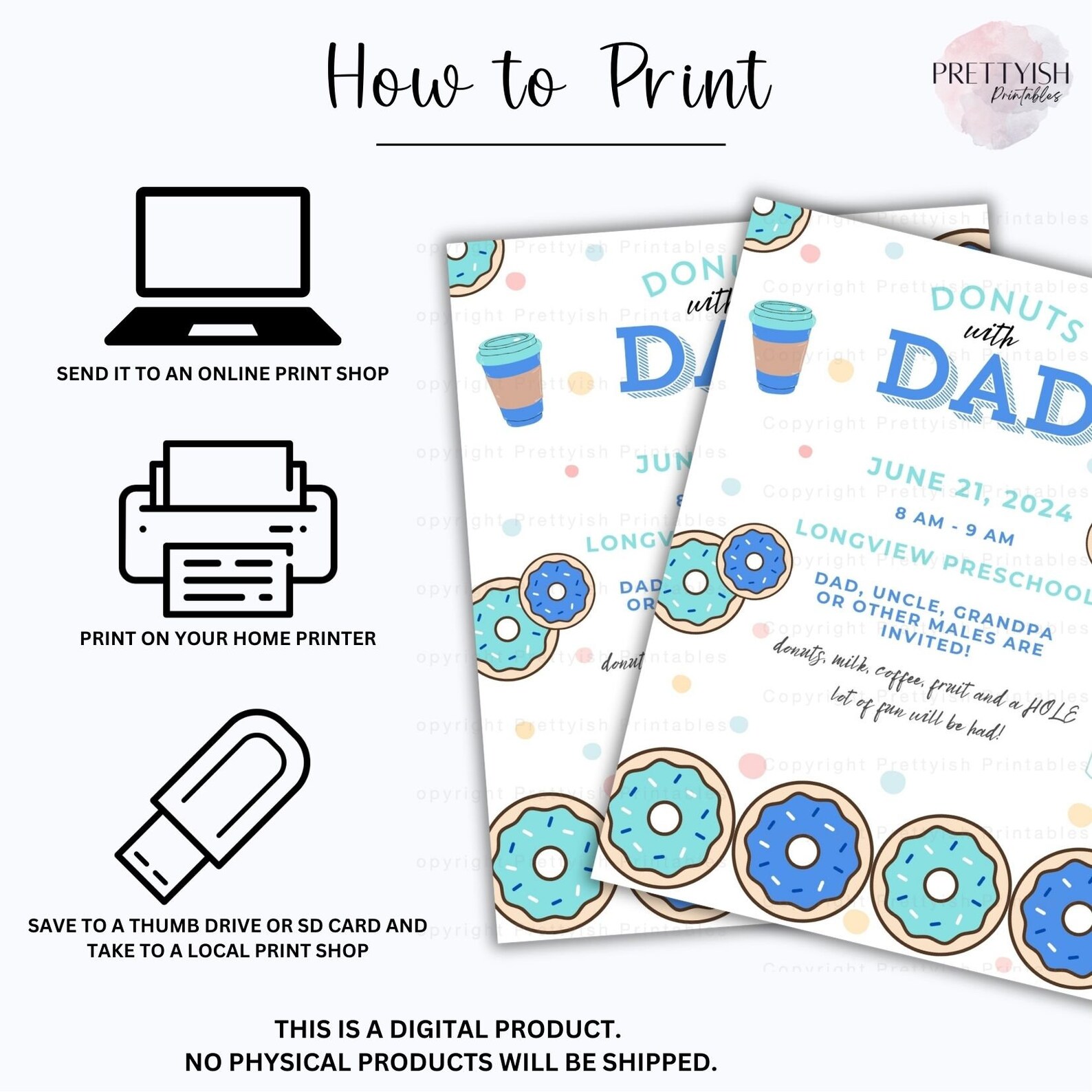 Donuts With Dad Fundraiser, Printable Flyer, PTA PTO Event, Back to ...