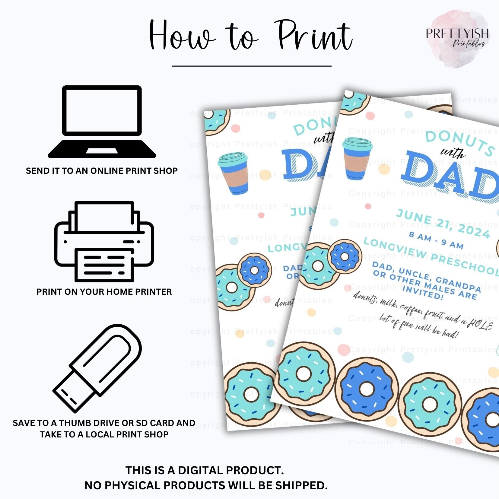 Donuts With Dad Fundraiser, Printable Flyer, PTA PTO Event, Back to ...