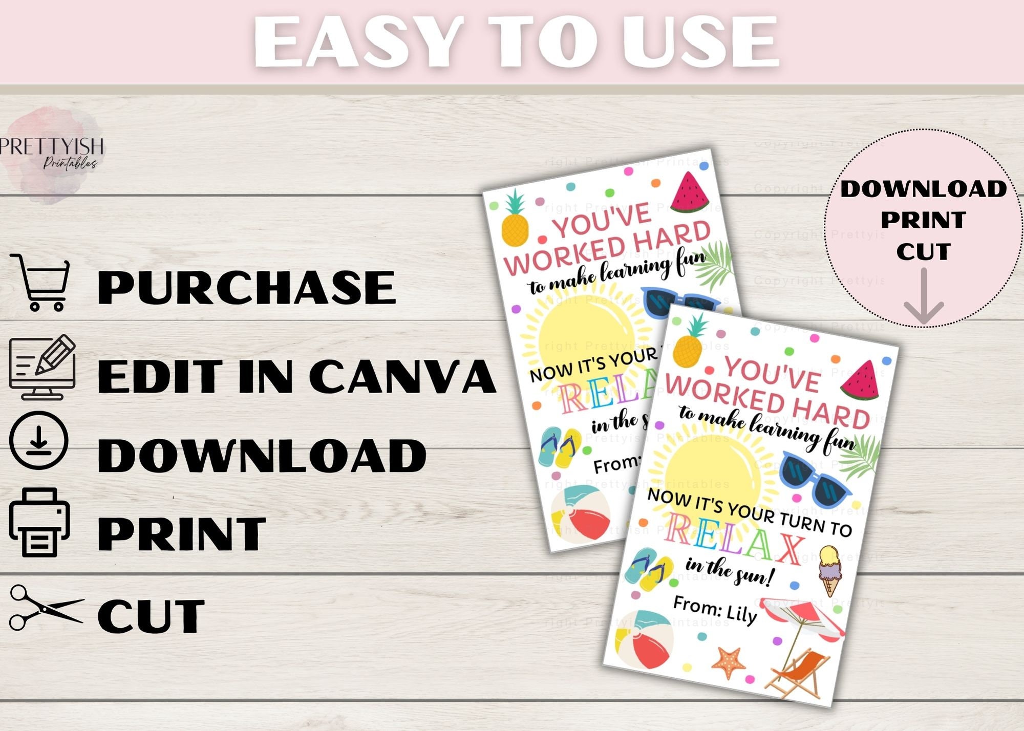 Editable Summer Teacher Appreciation Gift Tag Kids Your Turn to Relax ...