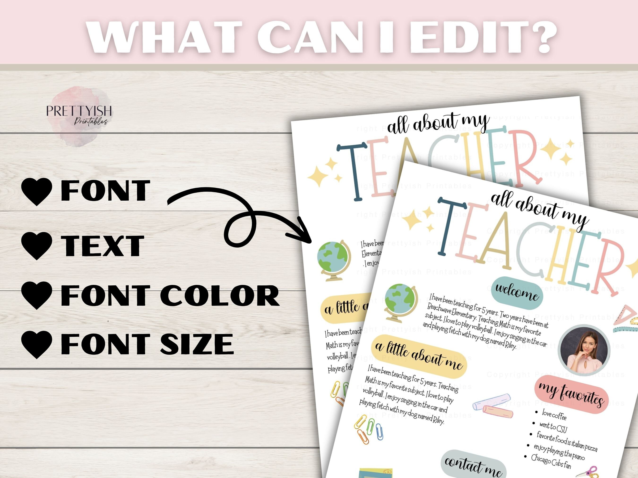 Meet the Teacher Template, Editable Teacher Printable, Back to School ...