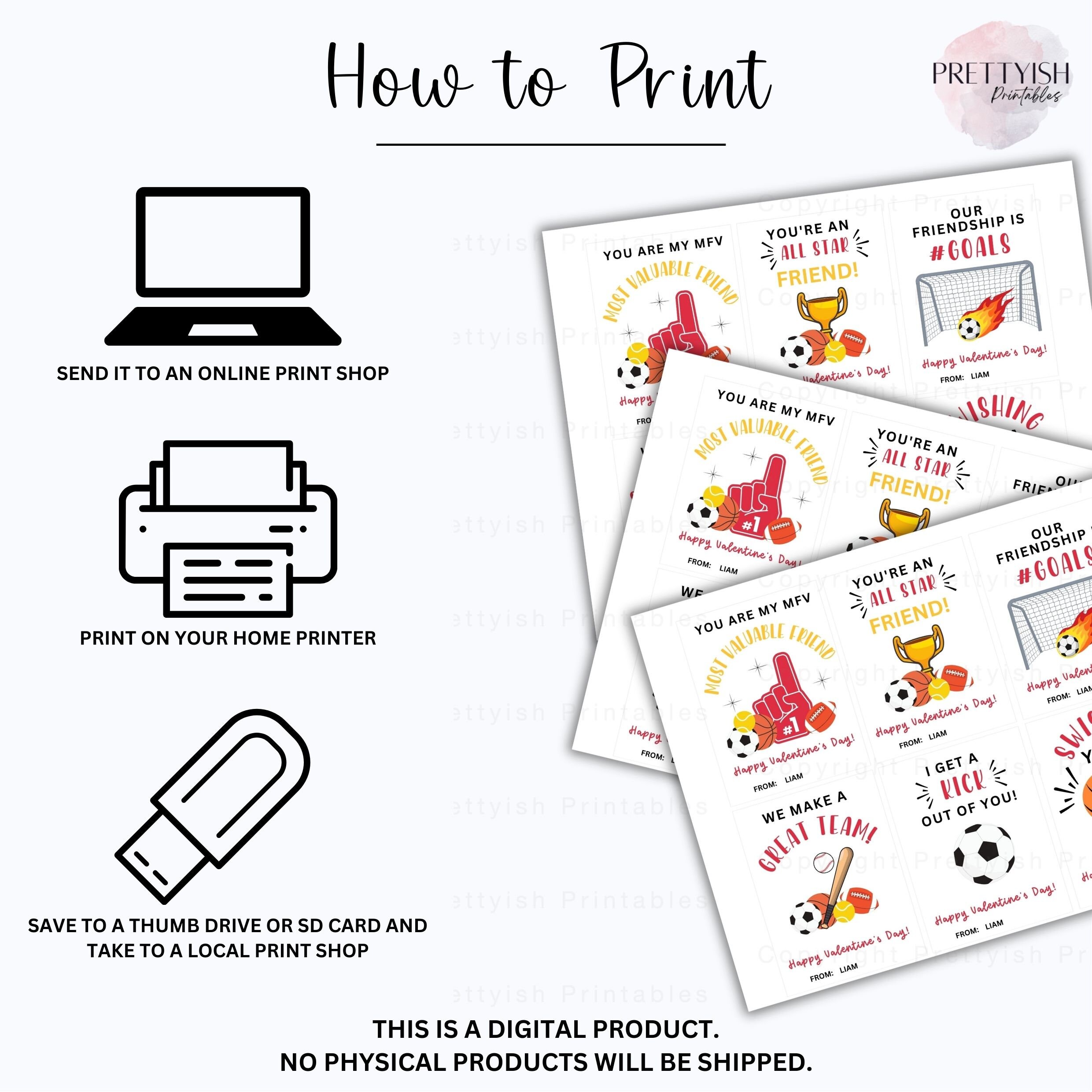 Sports Valentine Cards, Printable Classroom Valentine Card, Kids ...