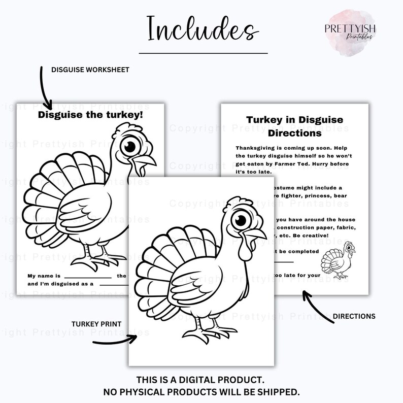 Turkey Disguise Template Printable for Thanksgiving School Family ...