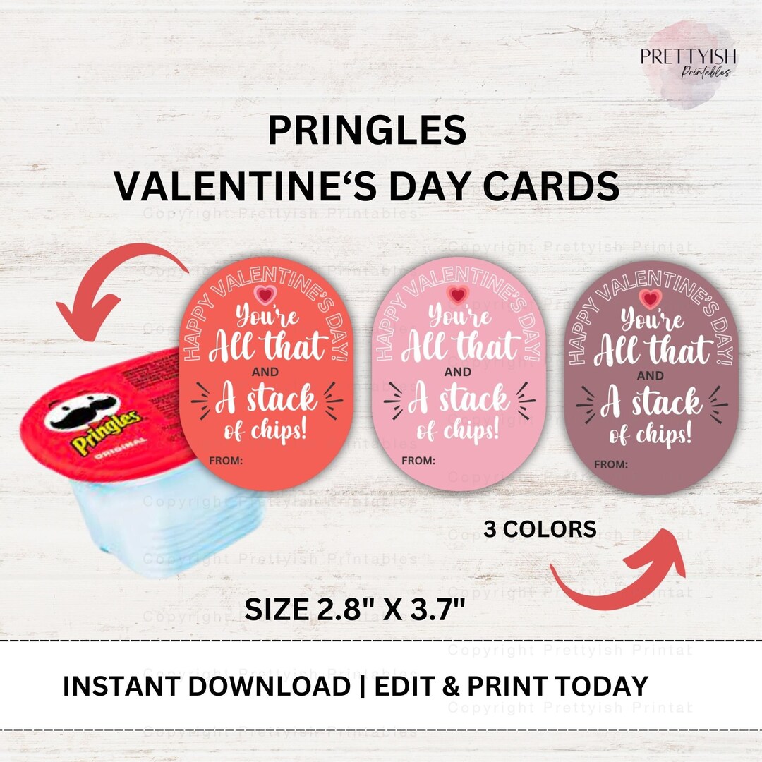 Pringle Valentines Printable Tag for Kids Classroom, Chip Valentine ...