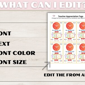 Teacher Appreciation Printable, Editable Teacher Gift Tag, Customized ...