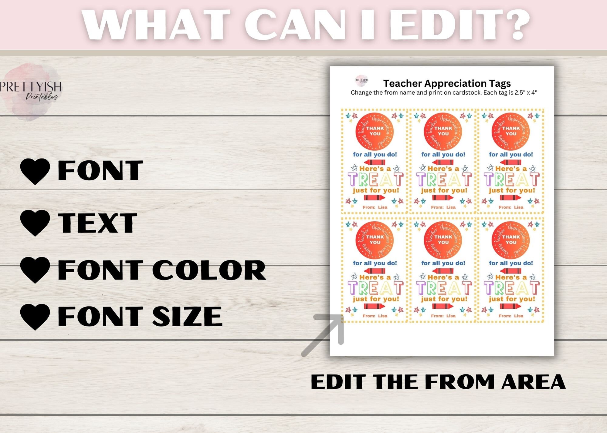 Teacher Appreciation Printable, Editable Teacher Gift Tag, Customized ...