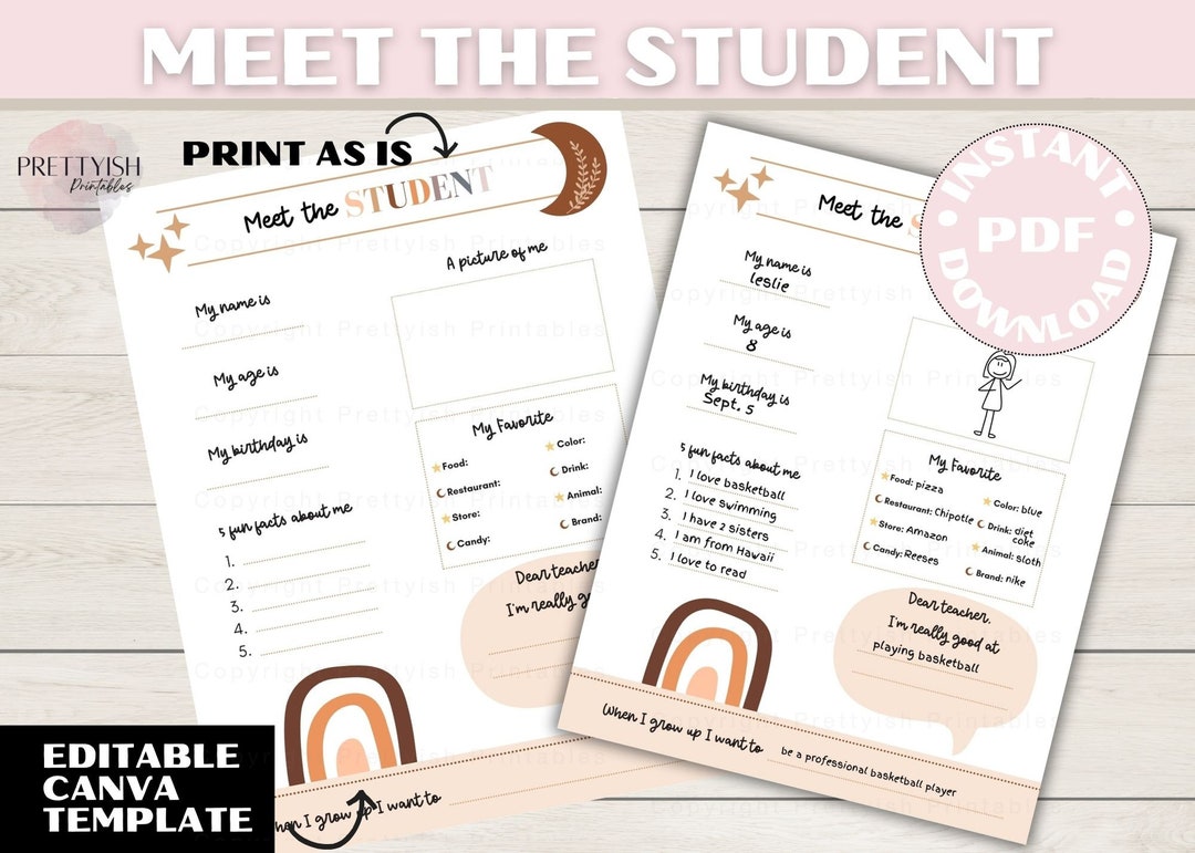 Meet the Teacher | Meet the Student Questionnaire | Back to School ...