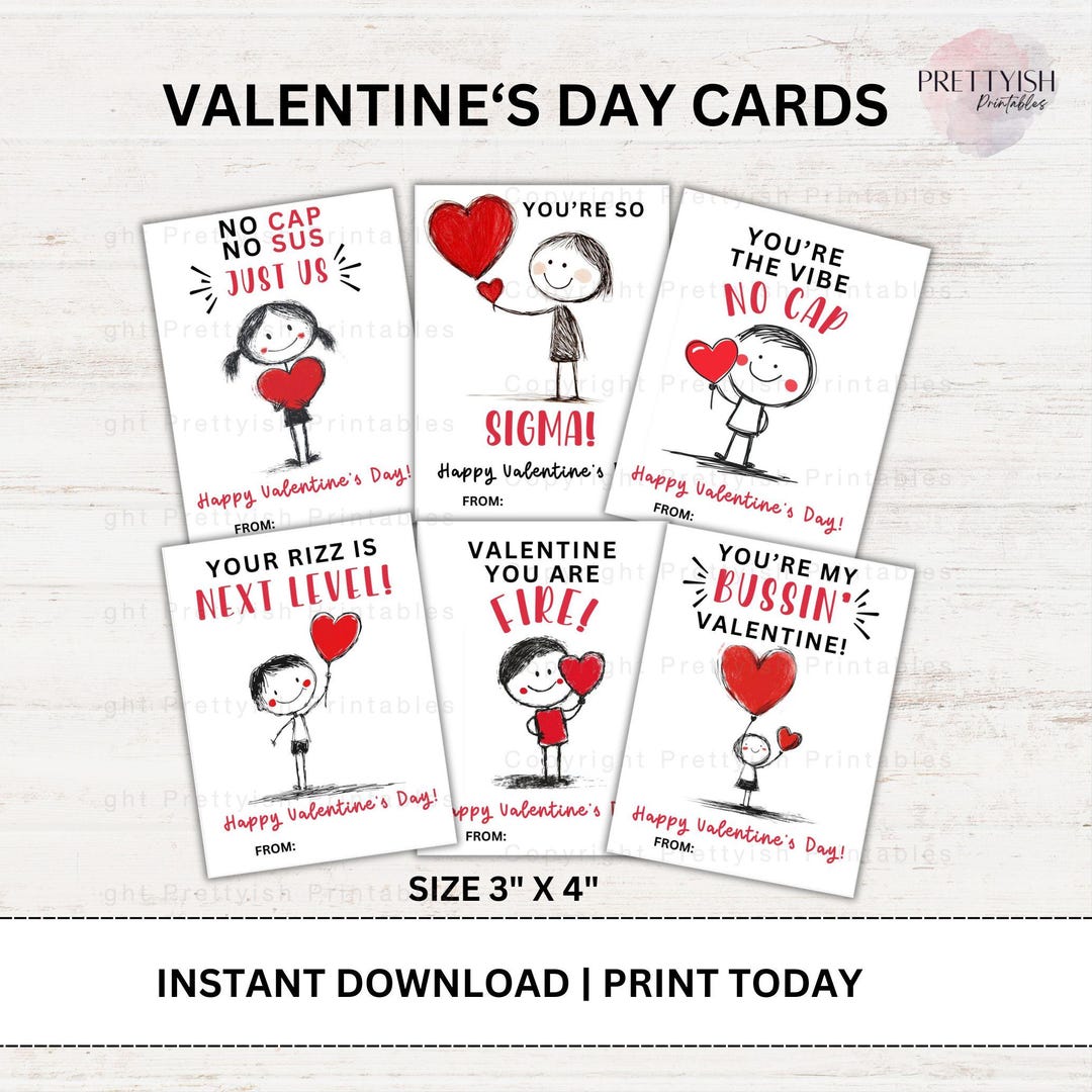 Printable Funny Valentine's Day Cards Slang Kids Valentine Classroom ...