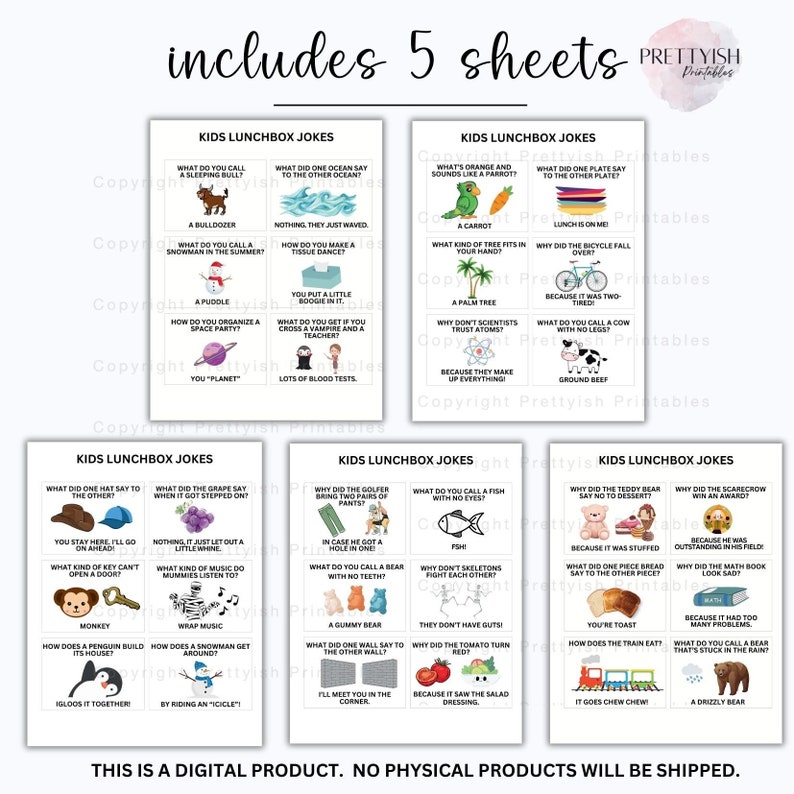 Lunchbox Jokes Printable Lunch Box Notes Jokes for Kids - Etsy
