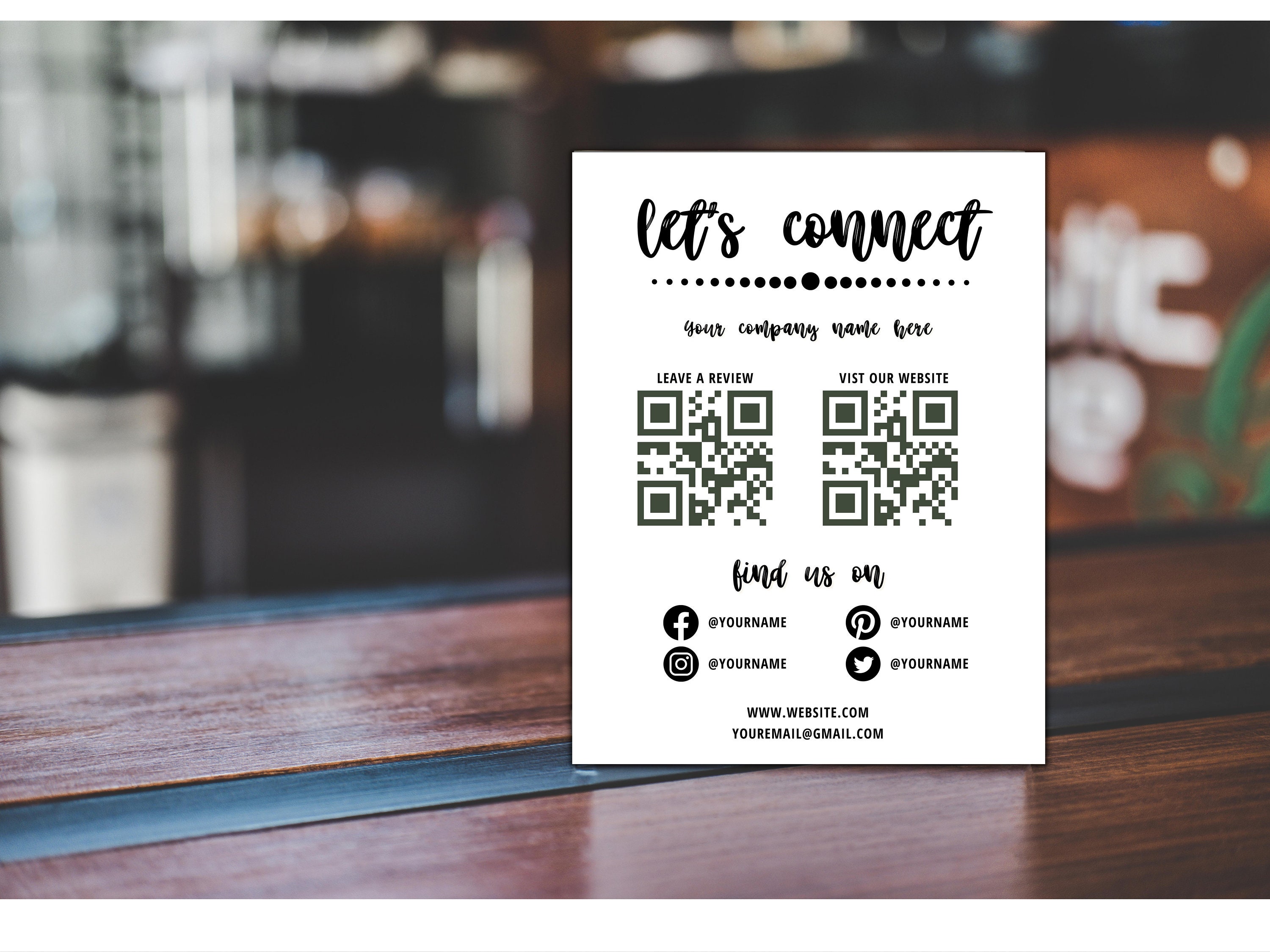 QR Code Sign, Social Media Sign, Small Business Sign, Let’s Connect ...
