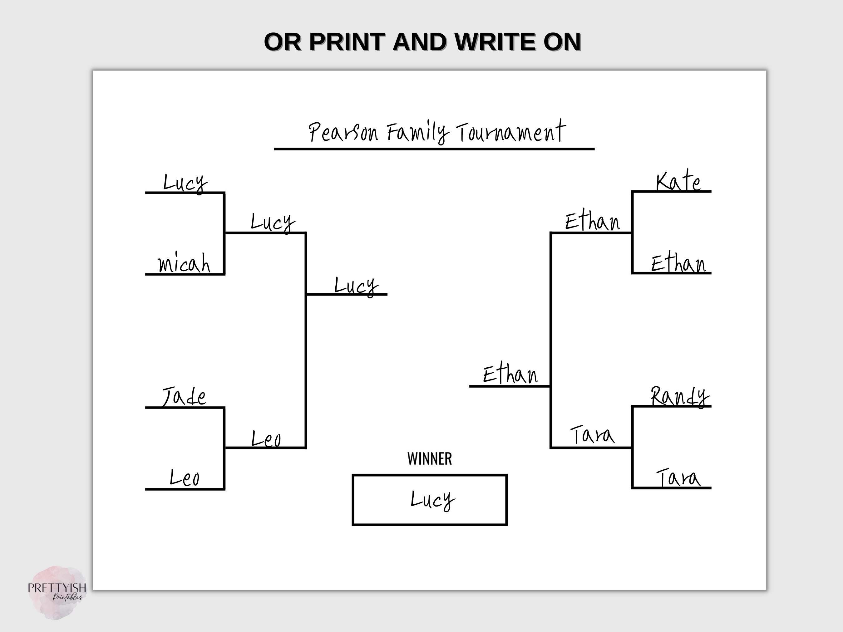 Sports Bracket Template for Tournament, Printable Basketball Bracket ...