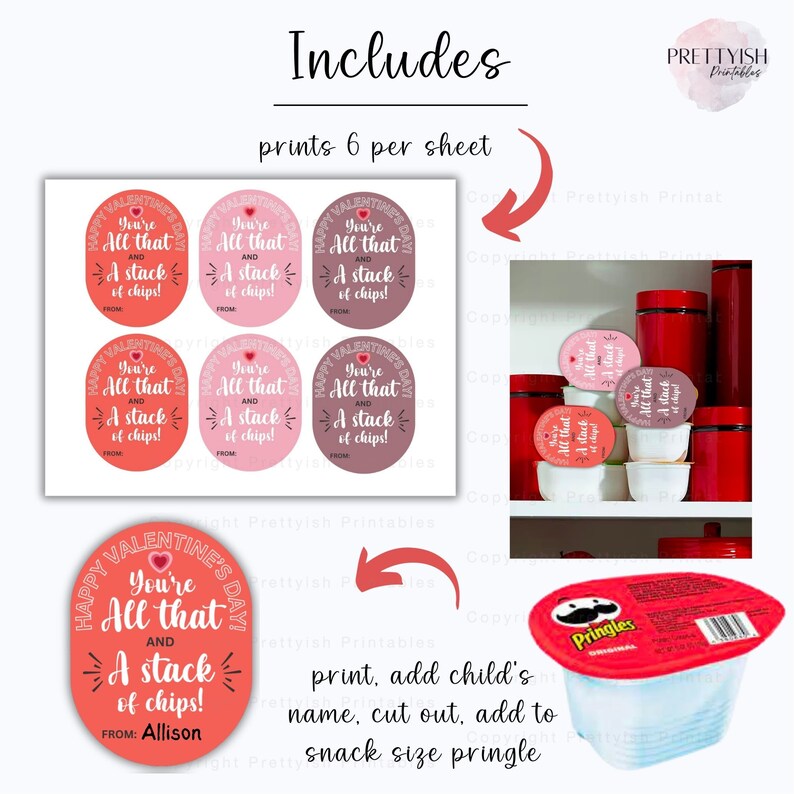 Pringle Valentines Printable Tag for Kids Classroom, Chip Valentine ...