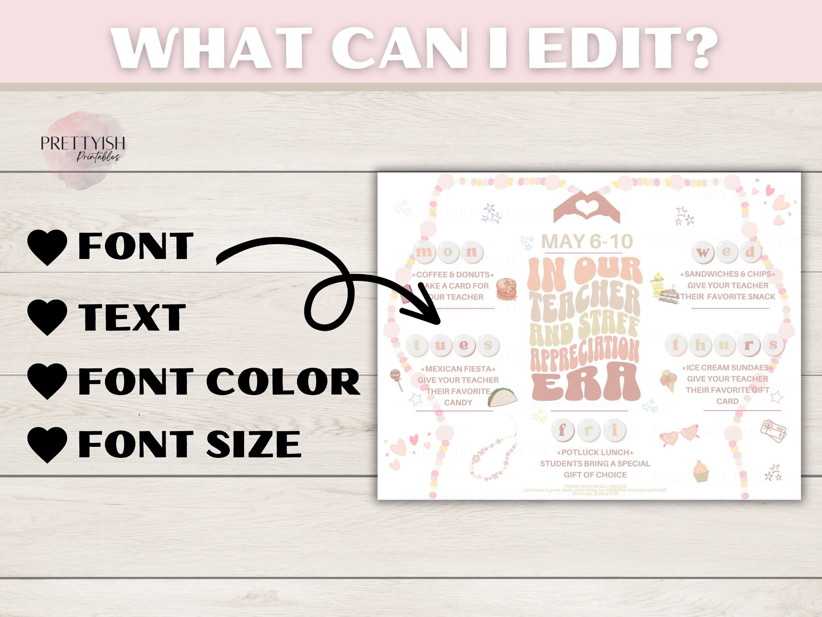 Editable Teacher and Staff Appreciation Week Printables, Printable for ...