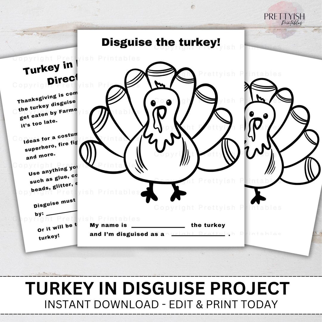 Turkey in Disguise Project, Turkey Printable, Thanksgiving Game, Turkey ...