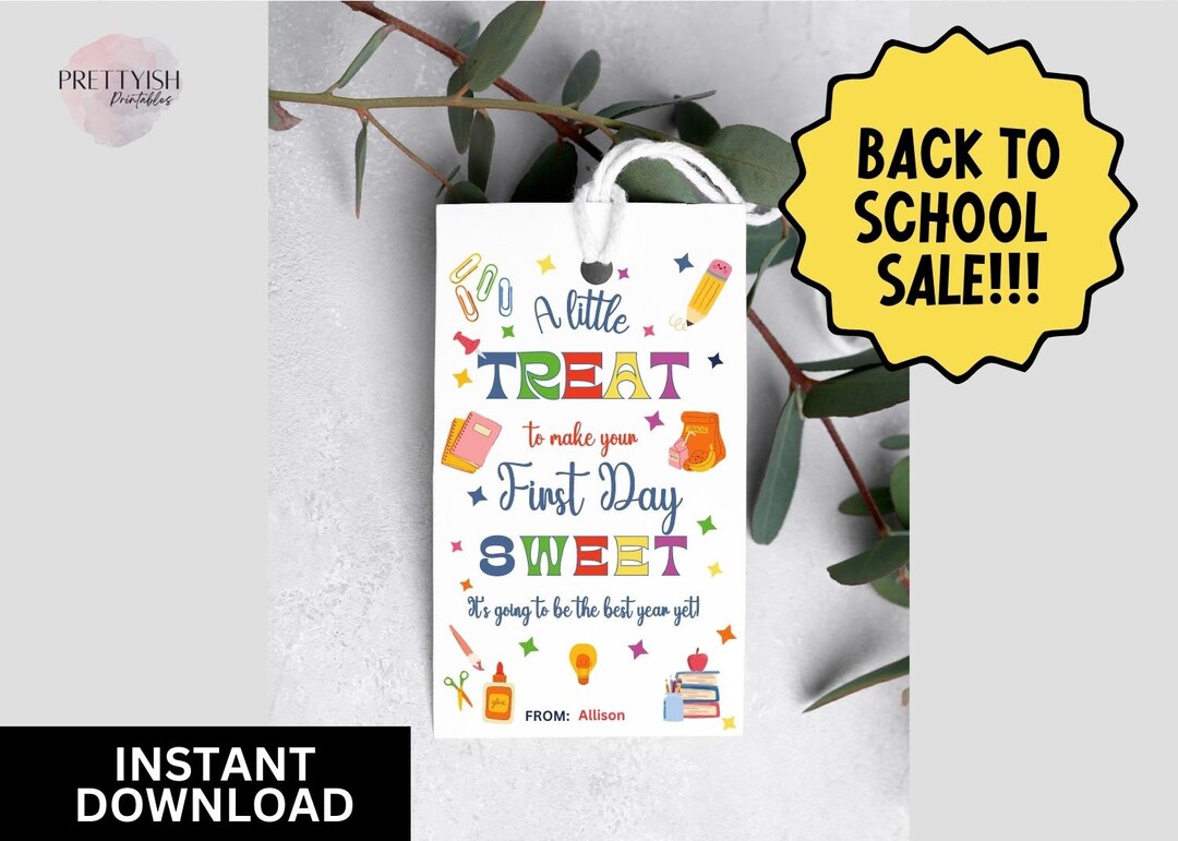 First Day of School Sweet Treat Tag, Welcome Back to School Gift Bag ...