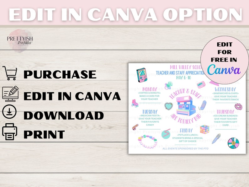 Editable 90s Theme Teacher and Staff Appreciation Week Flyer, Printable ...