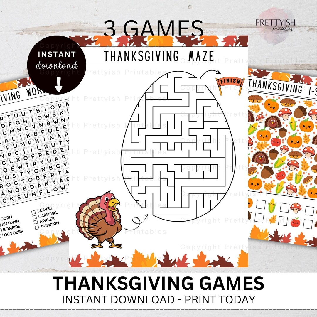 Thanksgiving Games, Thanksgiving Maze Word Search, Family Fall Game ...