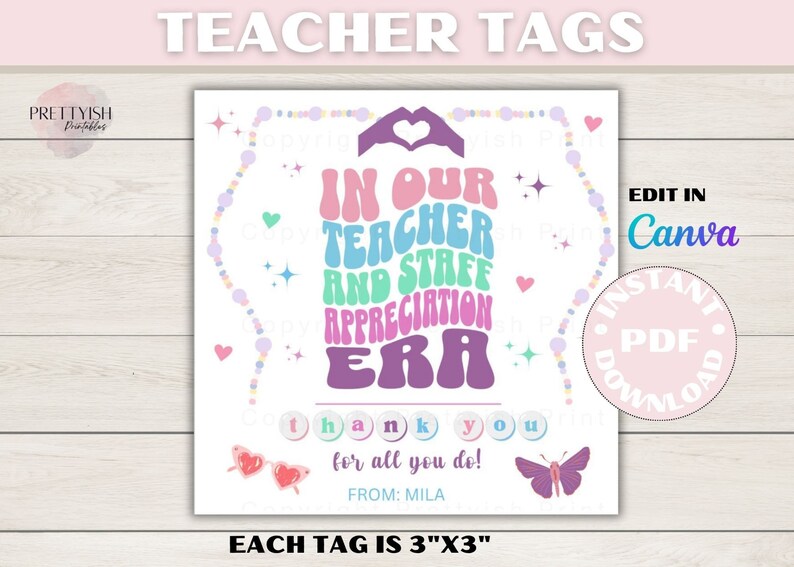EDITABLE Teacher Appreciation Gift Tag, Staff Appreciation Gift Tag ...