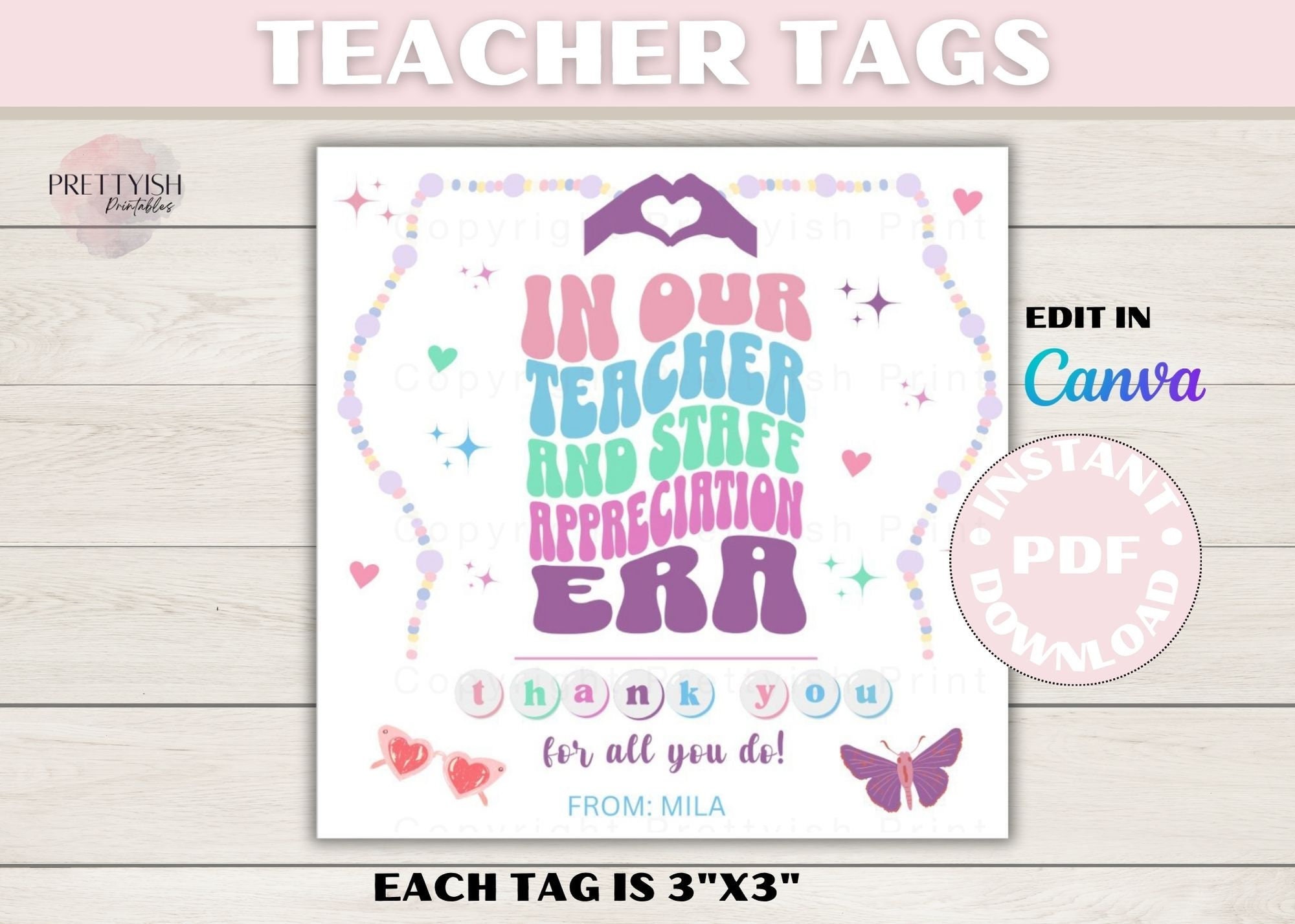 EDITABLE Teacher Appreciation Gift Tag, Staff Appreciation Gift Tag ...
