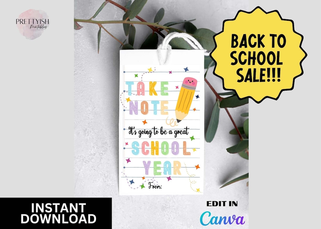 Back to School Gift Tags, Take Note Editable Pen Marker, Gift for ...