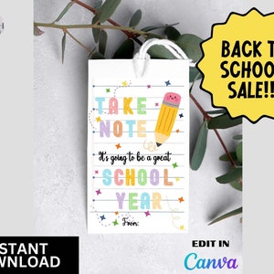 Back to School Gift Tags, Take Note Editable Pen Marker, Gift for ...
