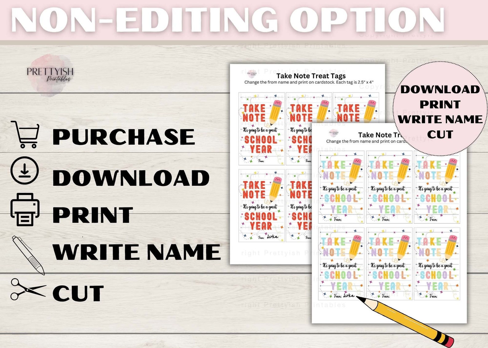 Back to School Gift Tags, Take Note Editable Pen Marker, Gift for ...