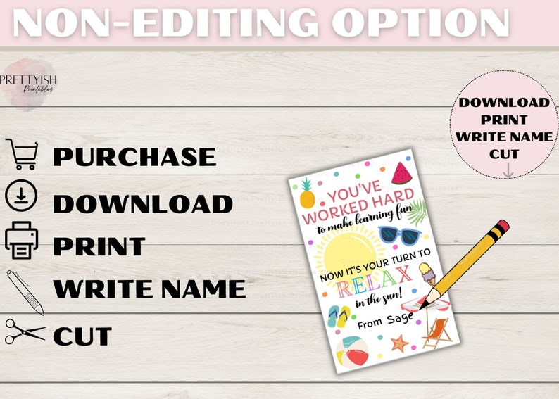 Editable Summer Teacher Appreciation Gift Tag Kids Your Turn - Etsy