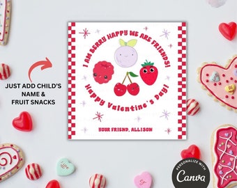 Valentine Day Fruit Snack Card Printable, Classroom Valentines Day ...
