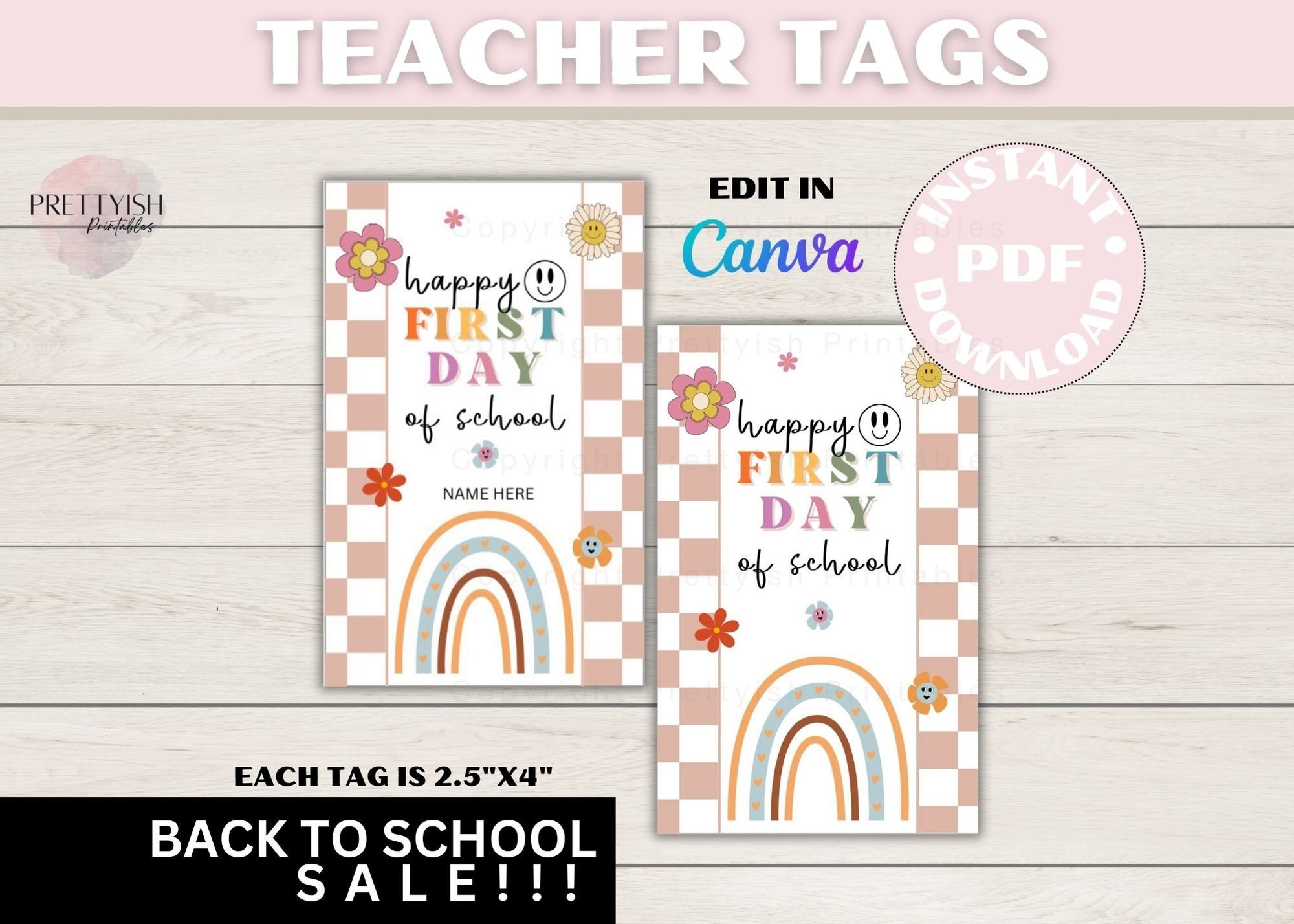 EDITABLE First Day of School Gift Tag, Back to School Gift Tag, Teacher ...