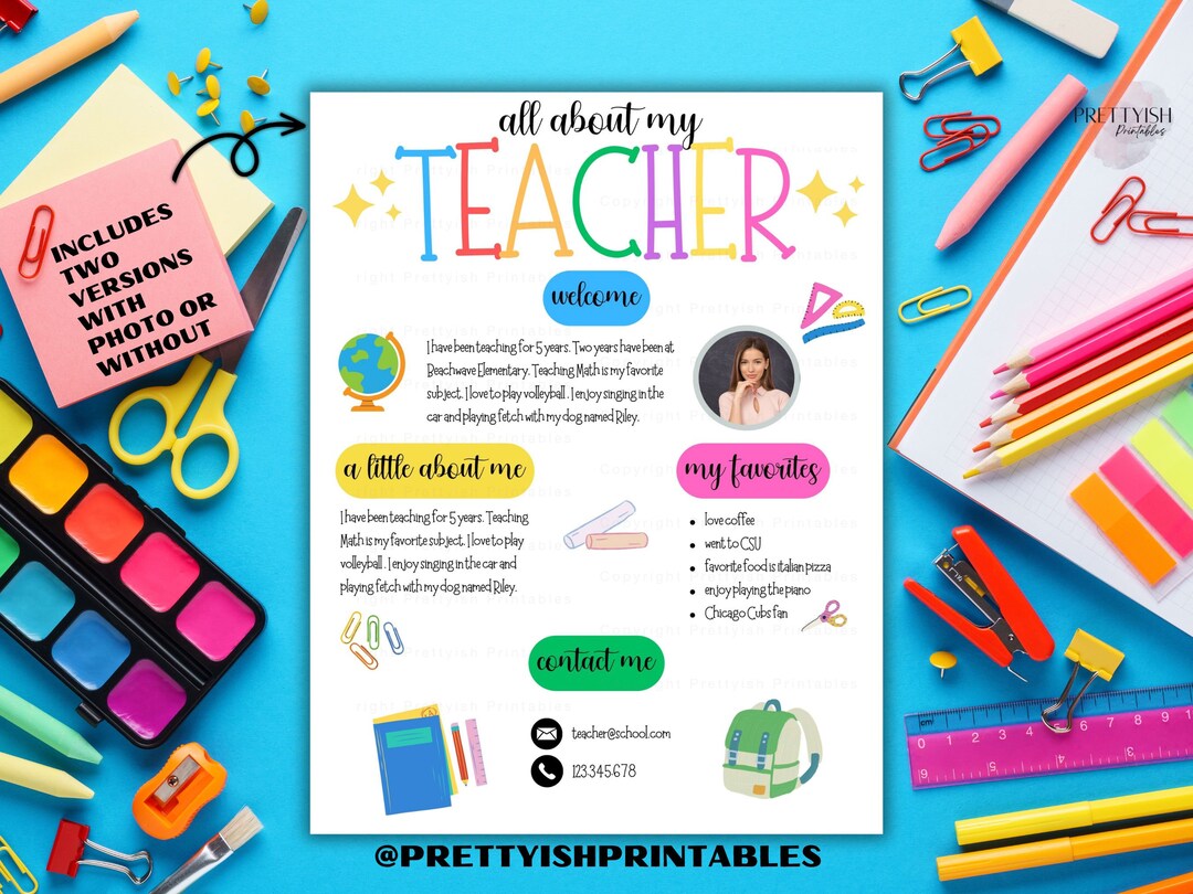 Meet the Teacher Template, Editable Teacher Printable, Back to School ...