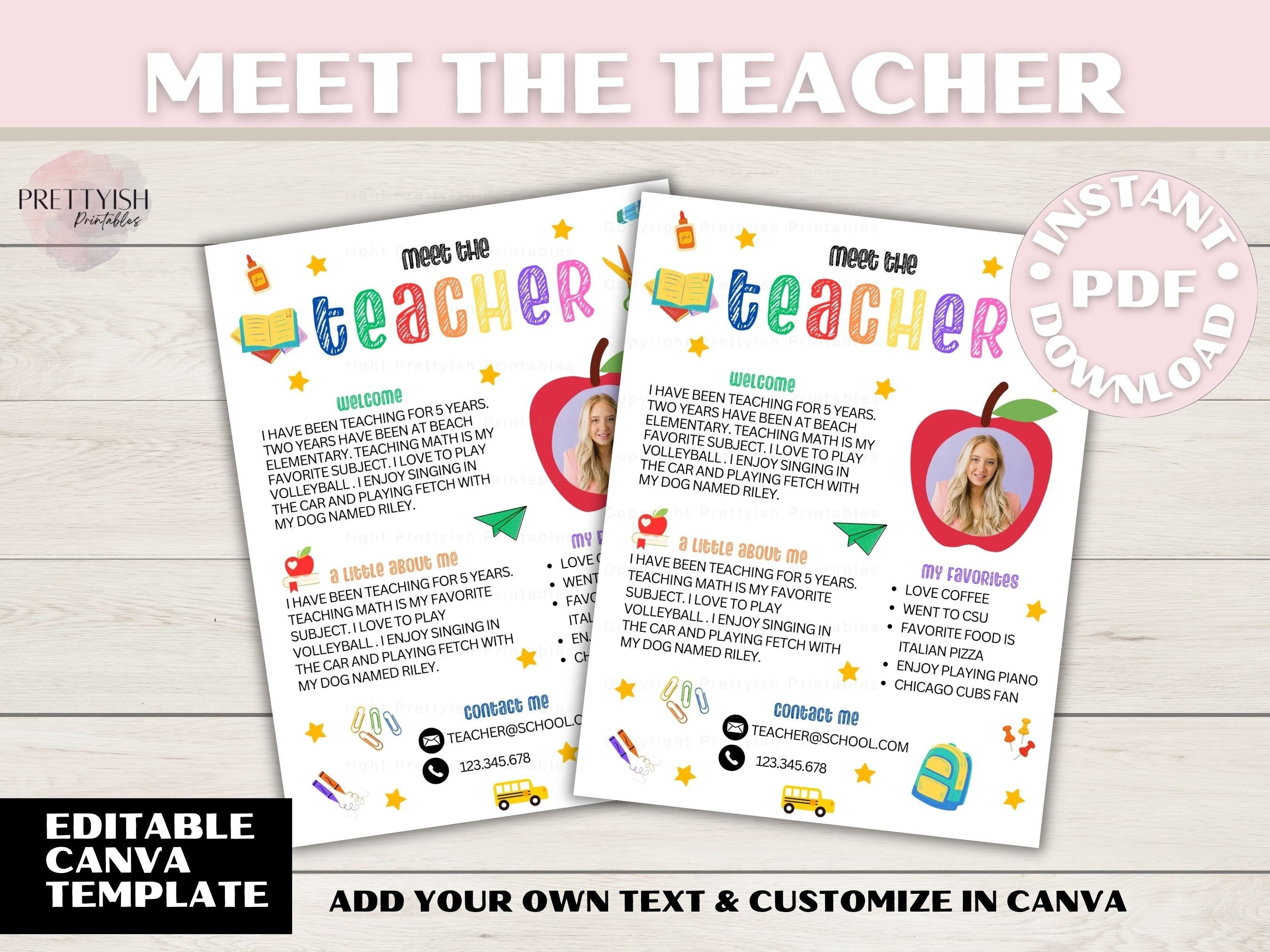 Meet the Teacher Editable Template Printable, Meet the Teacher Retro ...
