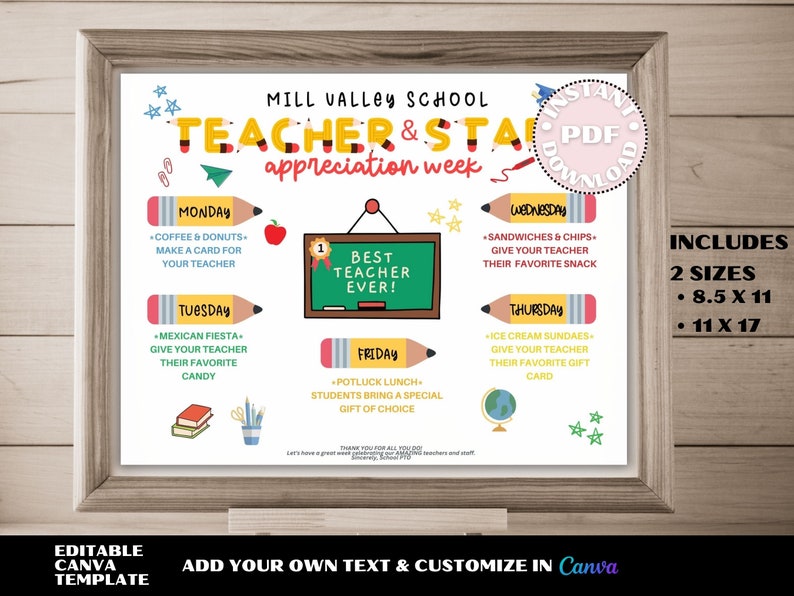 Editable Teacher and Staff Appreciation Week Printables, Printable for ...