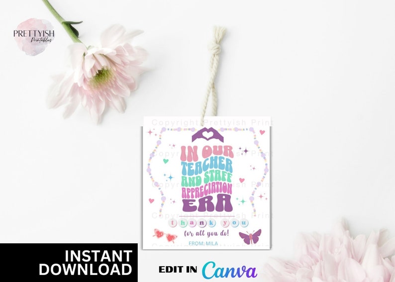 EDITABLE Teacher Appreciation Gift Tag, Staff Appreciation Gift Tag ...