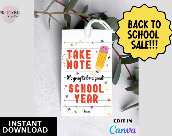 Back to School Gift Tags, Take Note, Pen Marker Notepad Gift, Welcome ...