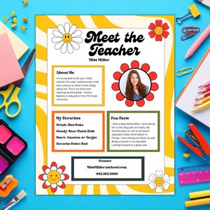 Meet the Teacher Editable Template Printable I Meet the Teacher Retro ...