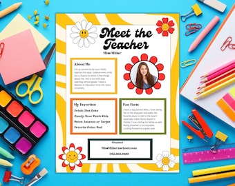 Meet the Teacher Editable Template Printable I Meet the Teacher Retro ...