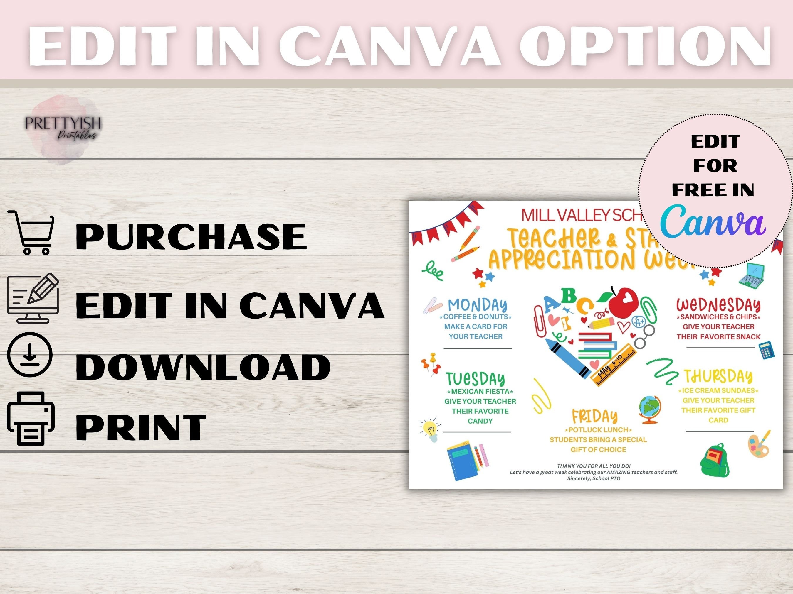 Editable Teacher and Staff Appreciation Week Printables, Printable for ...