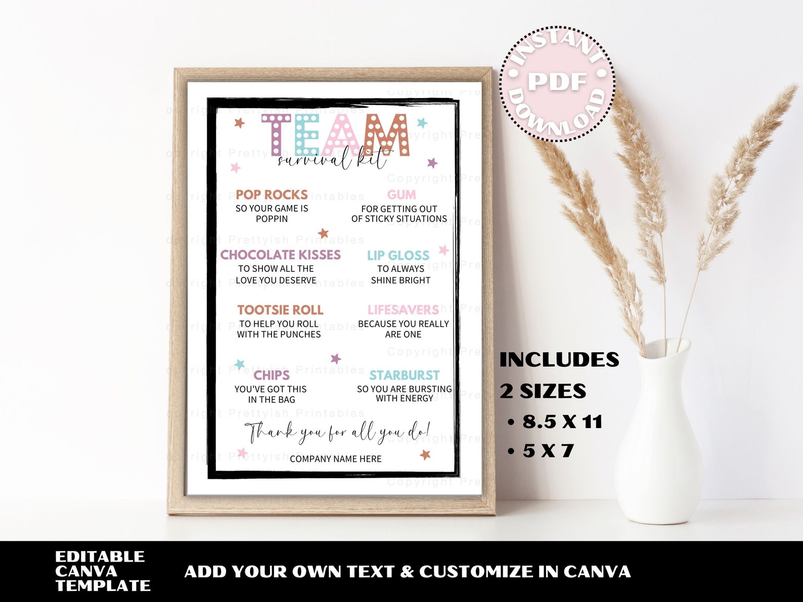 Editable Team Survival Kit Printable, Printable Staff Employee ...